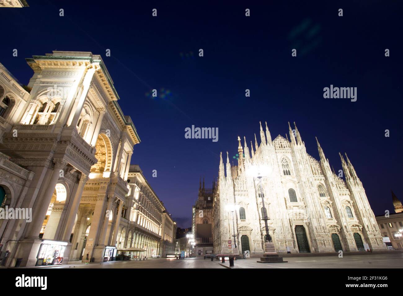 Milan, Italy - August 30, 2017: long exposure shot of Piazza del Duomo ...