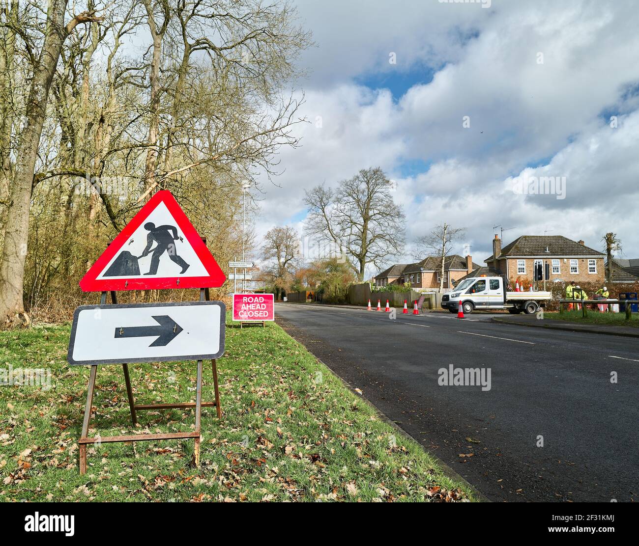 Sign on Colyers Avenue, Corby, England, indicating the road ahead ...