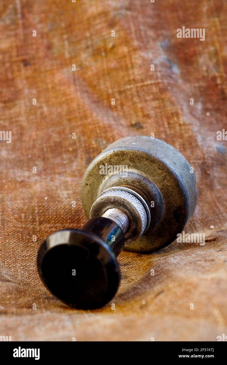 Vintage push-button switch, France Stock Photo - Alamy