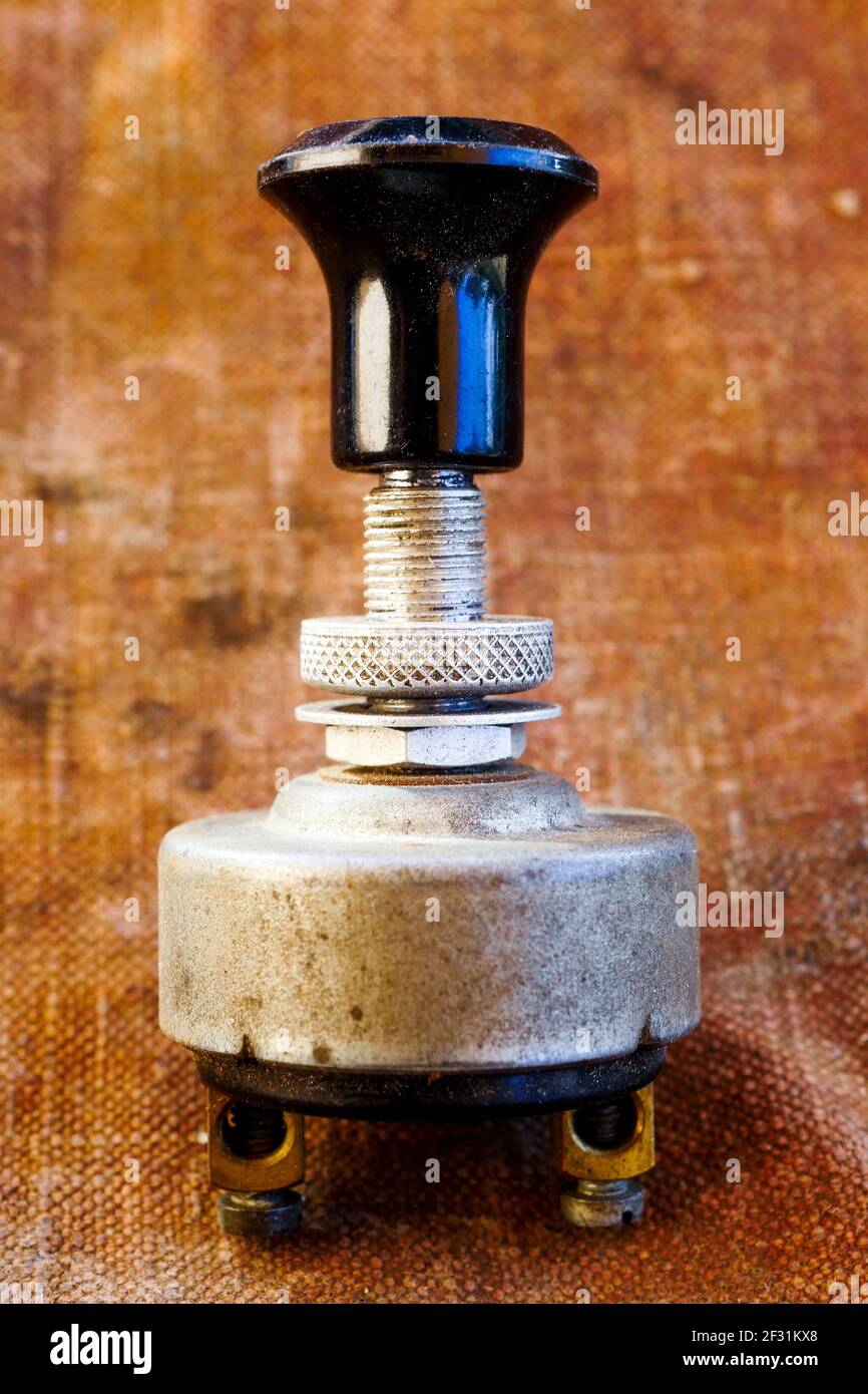 Vintage push-button switch, France Stock Photo - Alamy