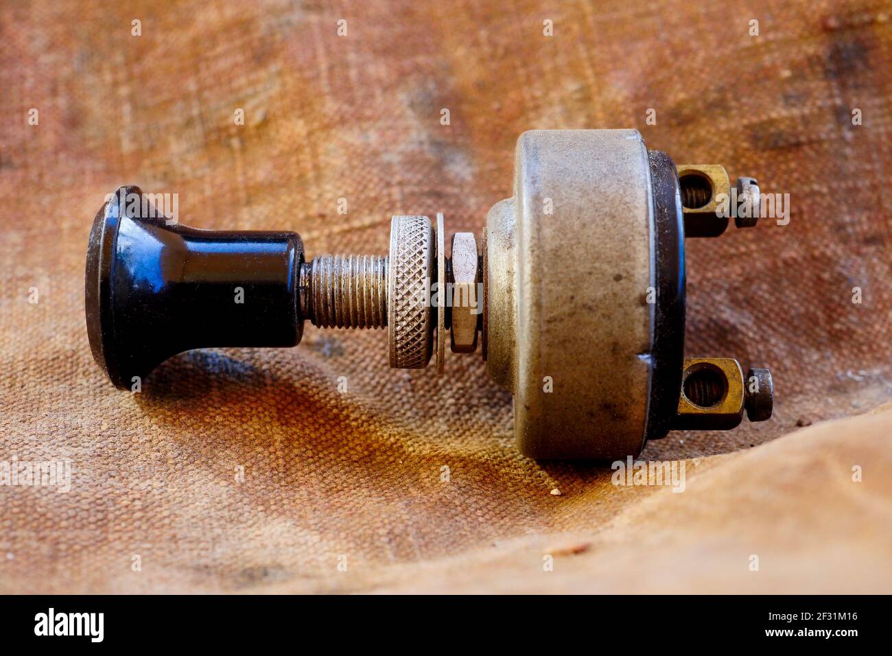 Vintage push-button switch, France Stock Photo - Alamy