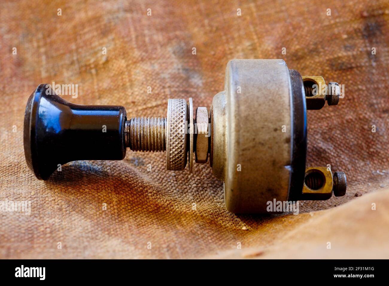 Vintage push-button switch, France Stock Photo - Alamy