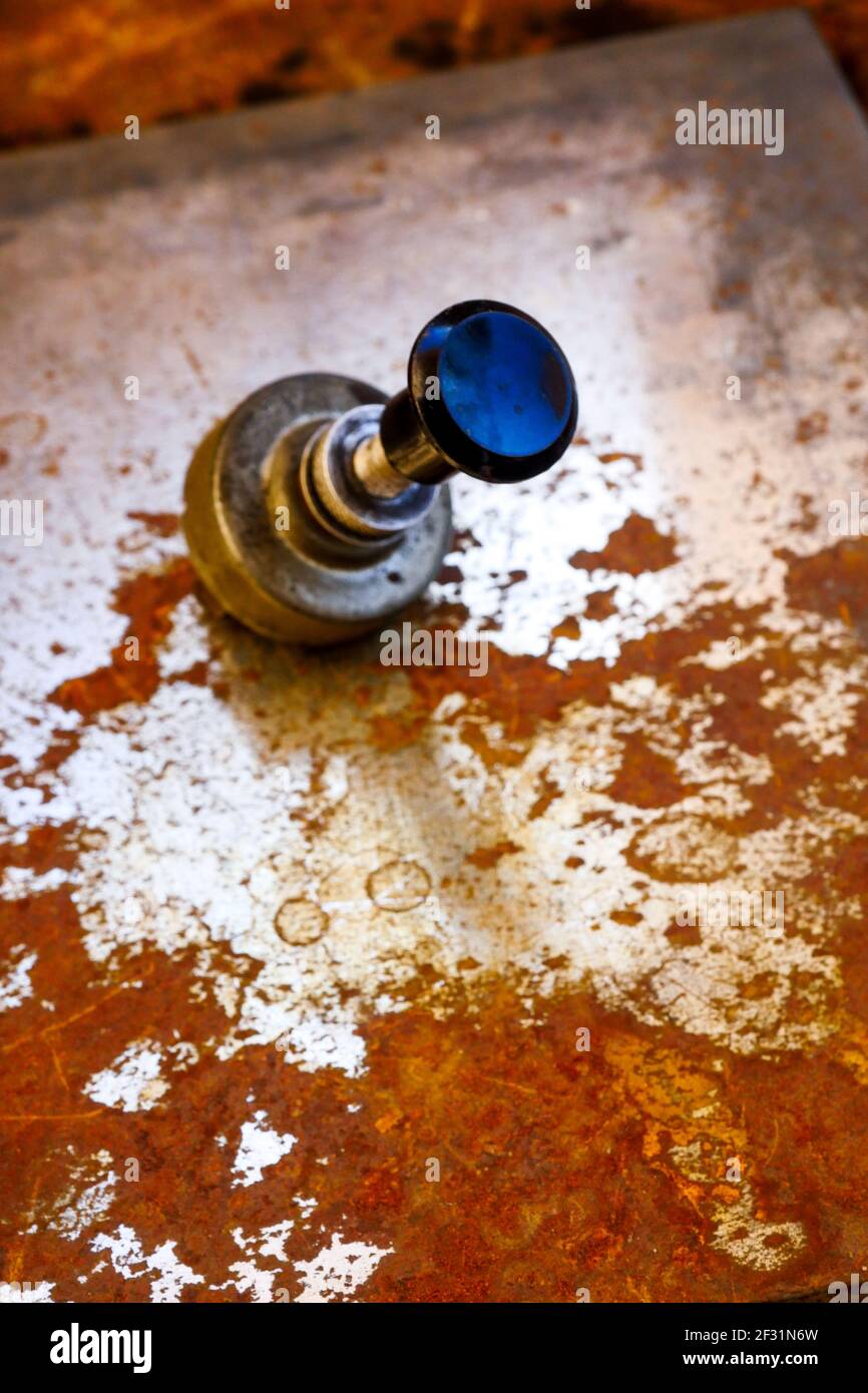 Vintage push-button switch, France Stock Photo - Alamy