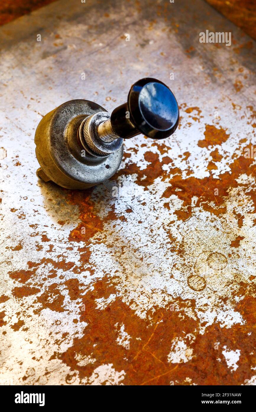 Vintage push-button switch, France Stock Photo - Alamy