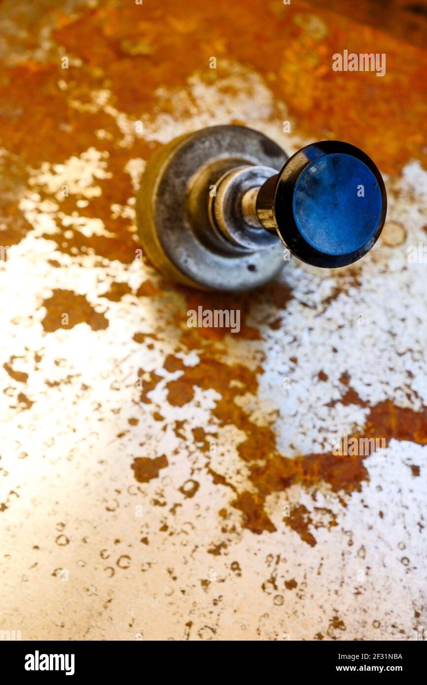 Vintage push-button switch, France Stock Photo - Alamy