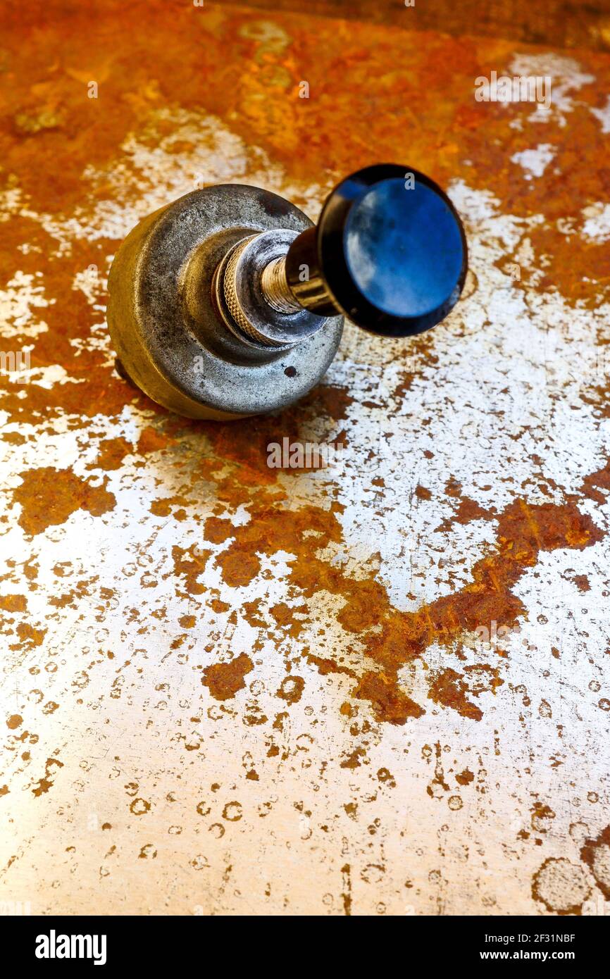 Vintage push-button switch, France Stock Photo - Alamy
