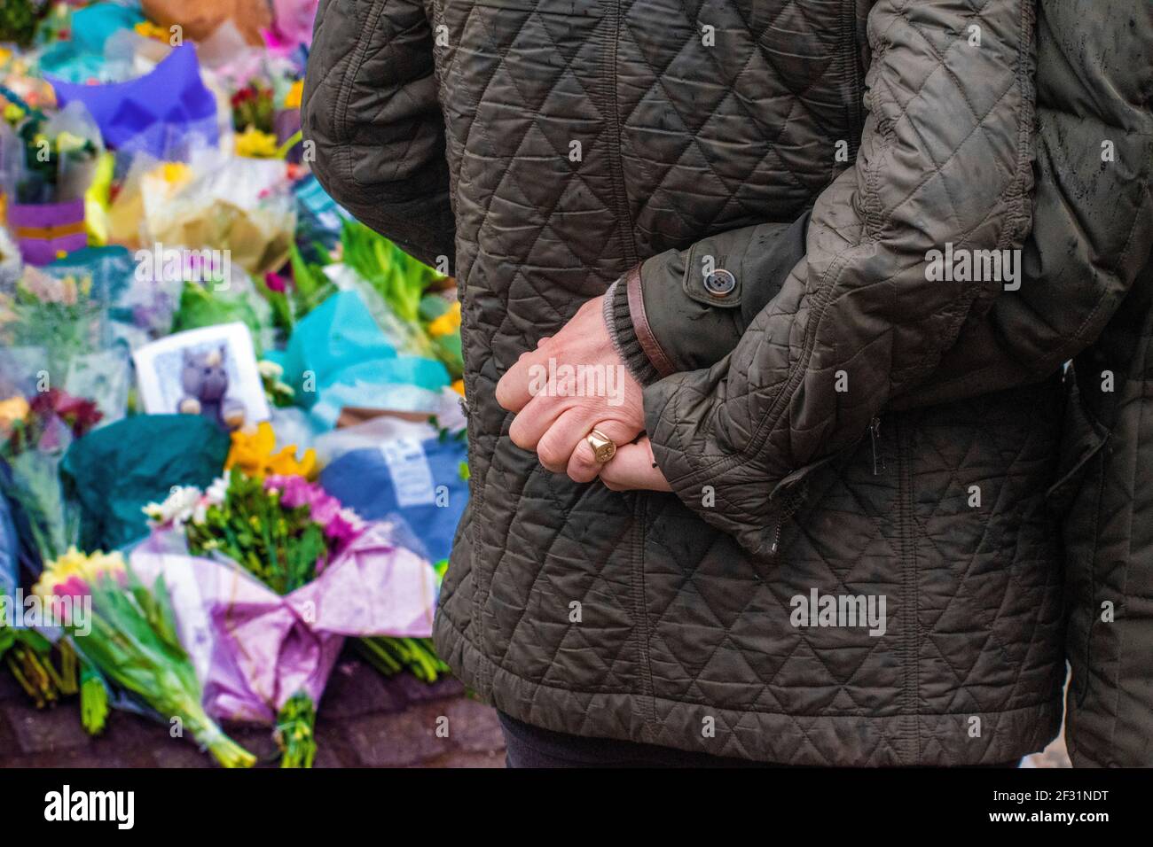 London, UK. 14th Mar, 2021. Tributes to Sarah Everard at Clapham Common ...