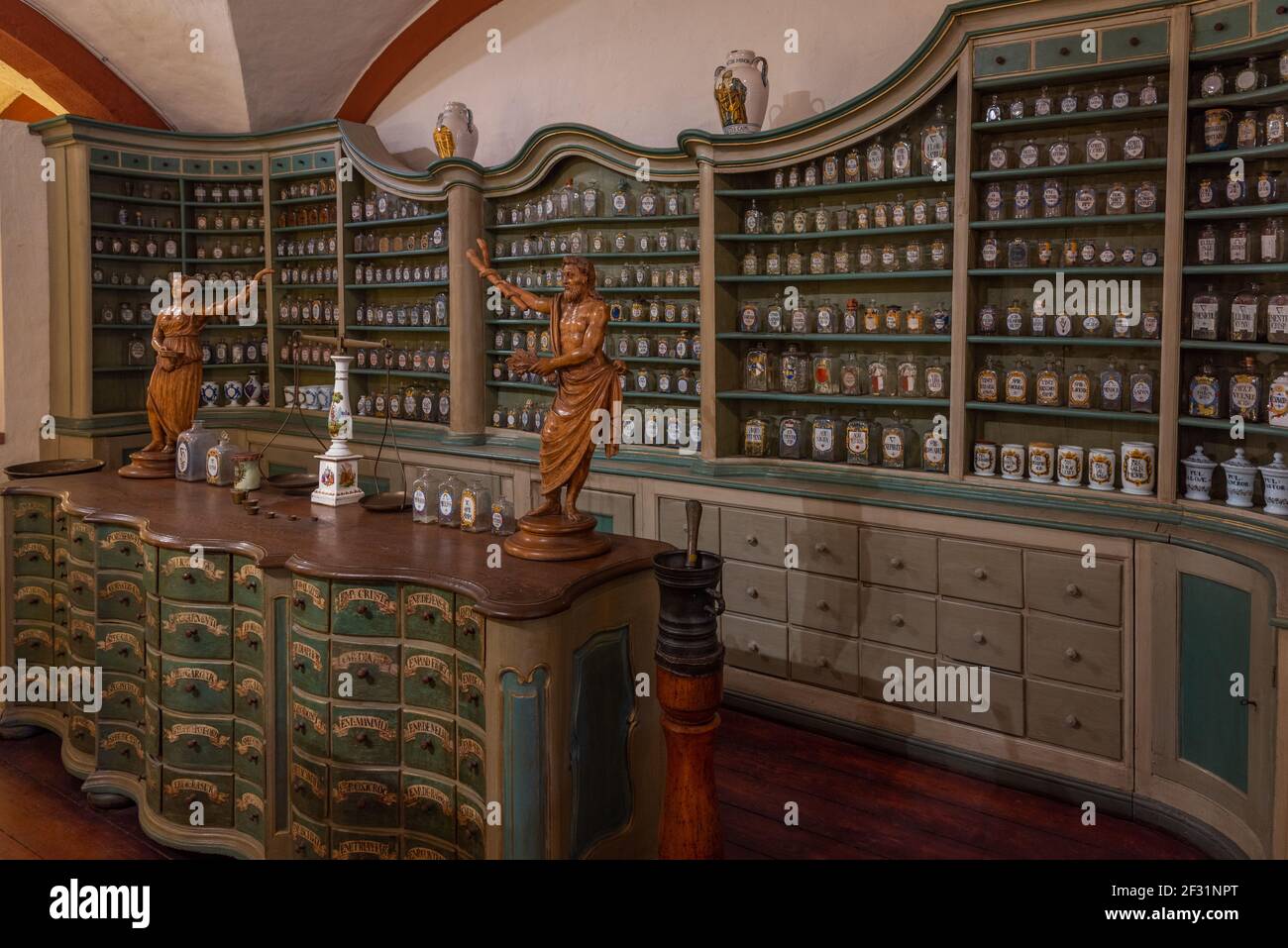 Heidelberg, Germany, September 17, 2020: Interior of the pharmacy ...