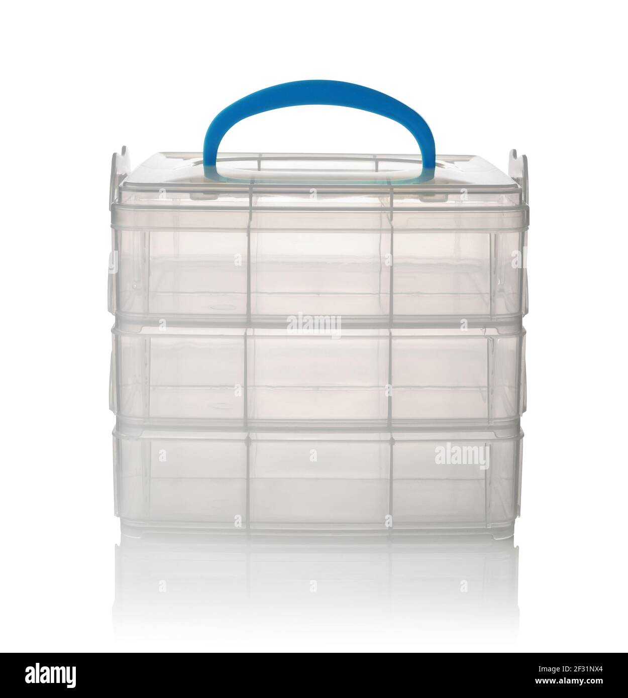 Plastic square box with handle isolated on white Stock Photo - Alamy