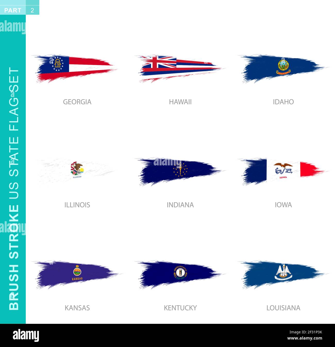 Vector brush stroke flag set of US states, nine grunge flag: Georgia ...