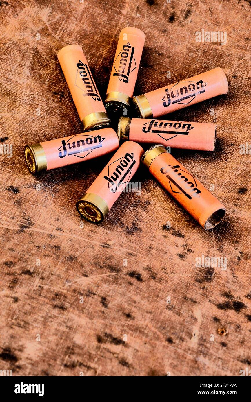 Hunting gun cartridges, digitally filtered view, France Stock Photo - Alamy