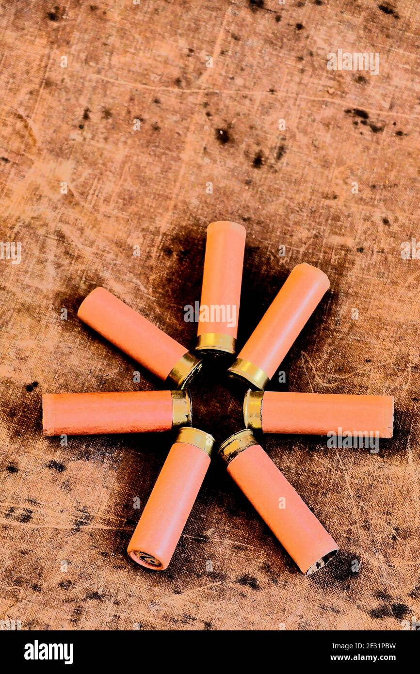 Hunting gun cartridges, digitally filtered view, France Stock Photo - Alamy