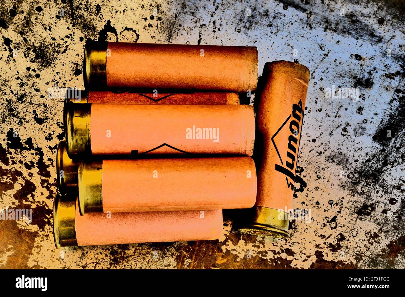 Hunting gun cartridges, digitally filtered view, France Stock Photo - Alamy