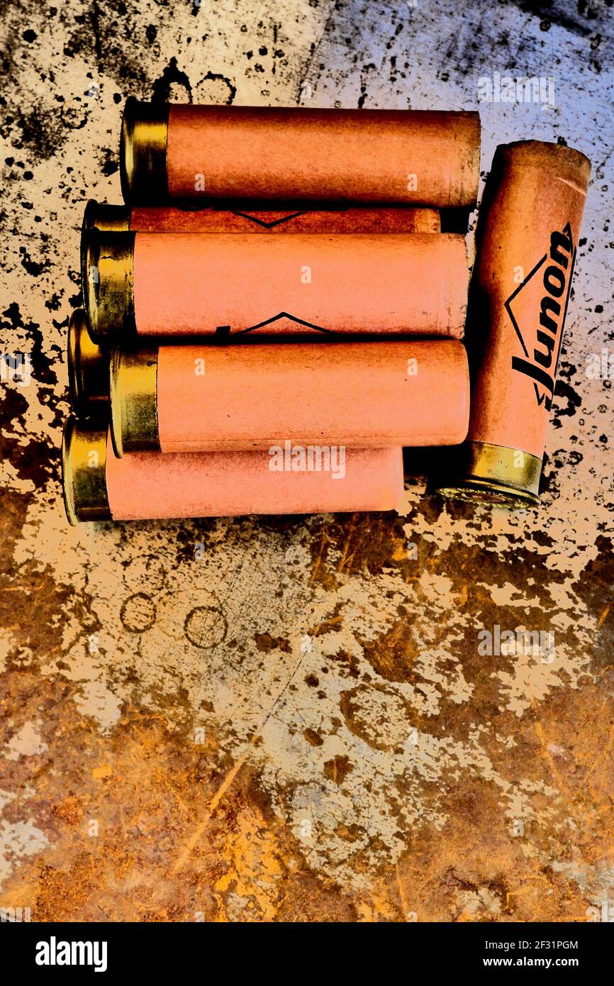 Hunting gun cartridges, digitally filtered view, France Stock Photo - Alamy