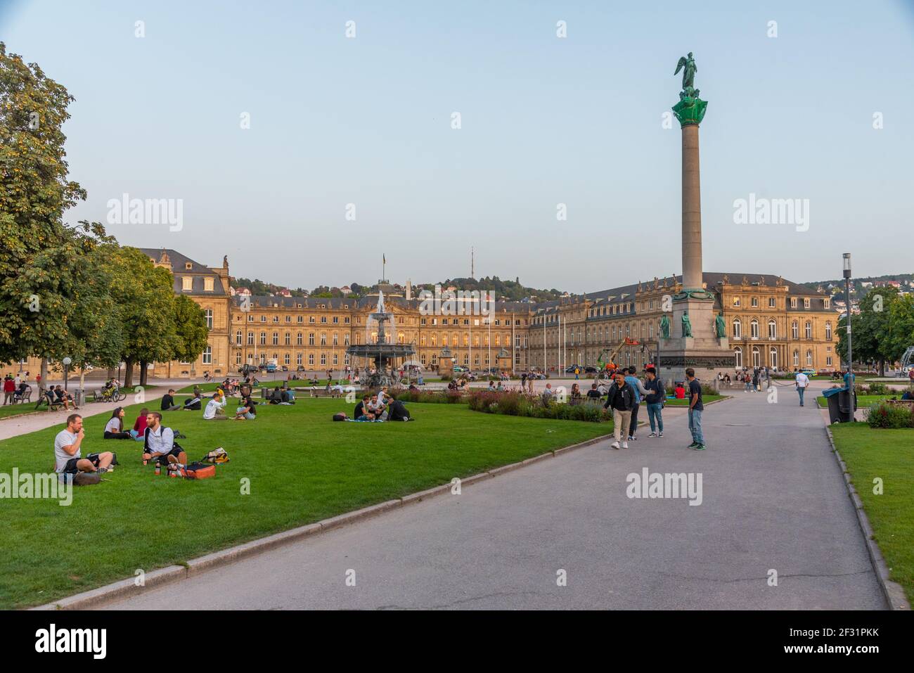 Stuttgart, Germany, September 18, 2020: People are enjoying a sunny day ...