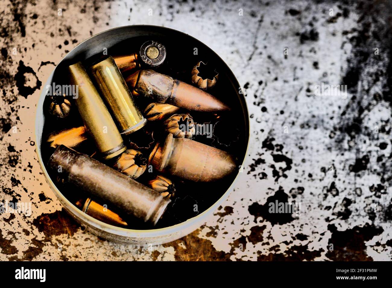 Mixed used gun bullets and cartridges, France Stock Photo - Alamy