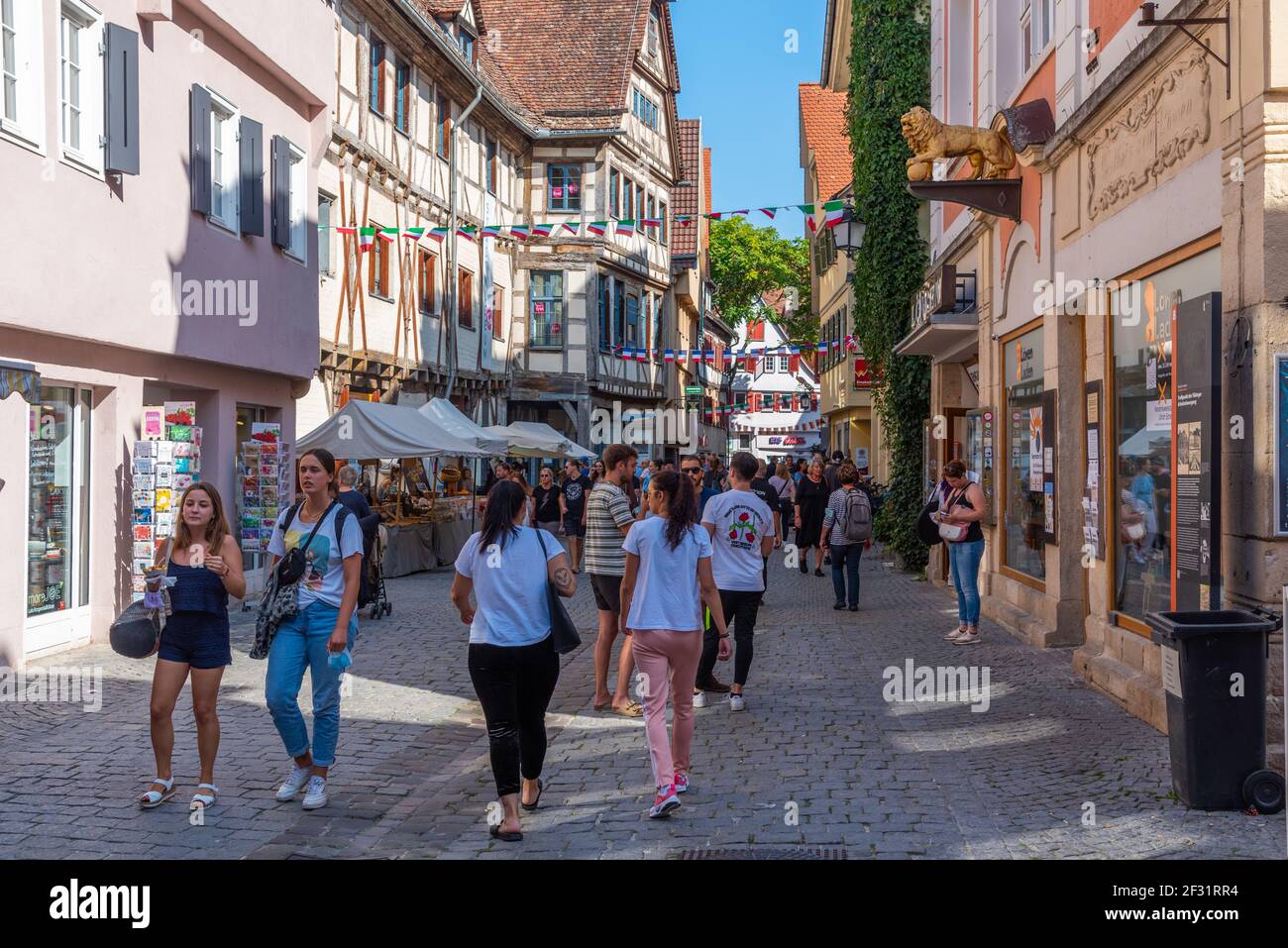 Tubingen, Germany, September 19, 2020: Colorful street in the old town ...