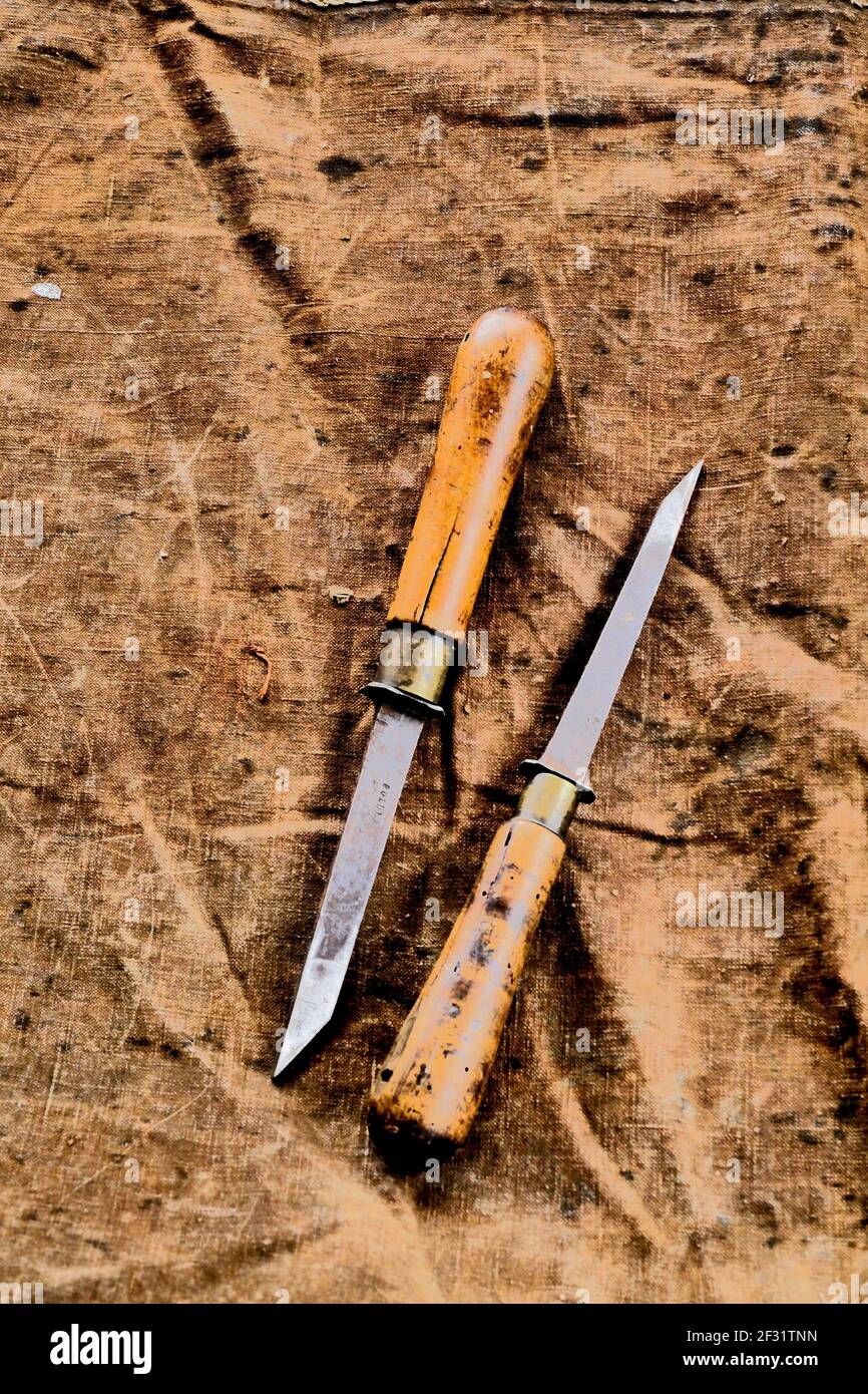 Vintage handmade sharp tools, France Stock Photo - Alamy
