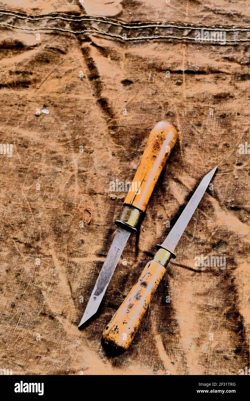 Vintage handmade sharp tools, France Stock Photo - Alamy