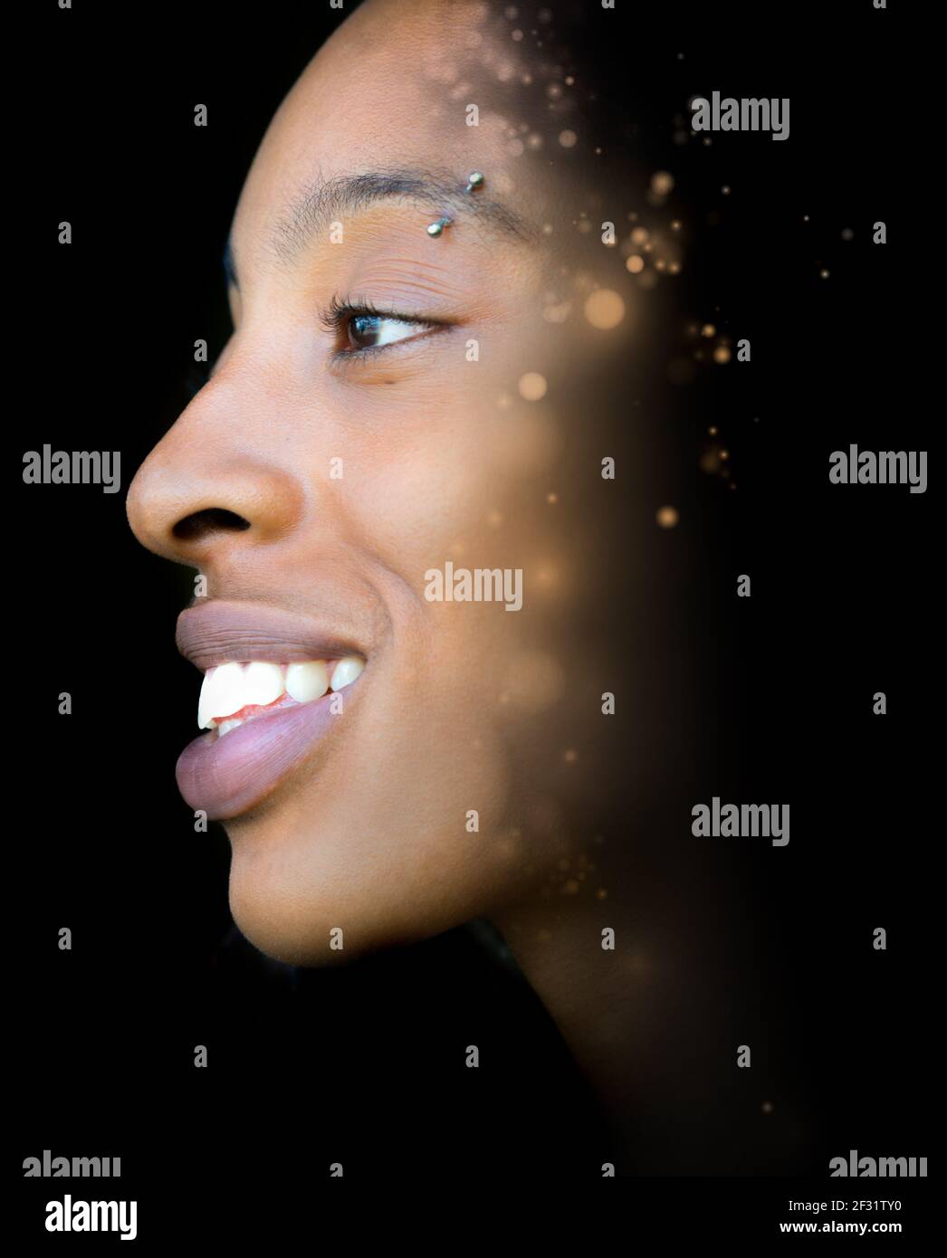 An artistic profile portrait combined with digital art Stock Photo - Alamy