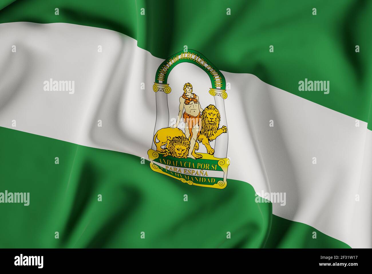 Andalusia official flag.3D render illustration Stock Photo - Alamy