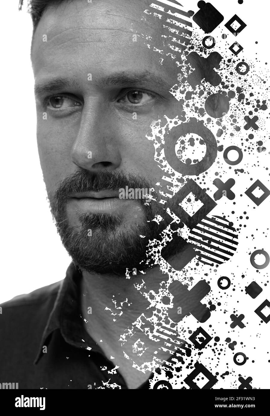 Face man dark Black and White Stock Photos & Images - Alamy