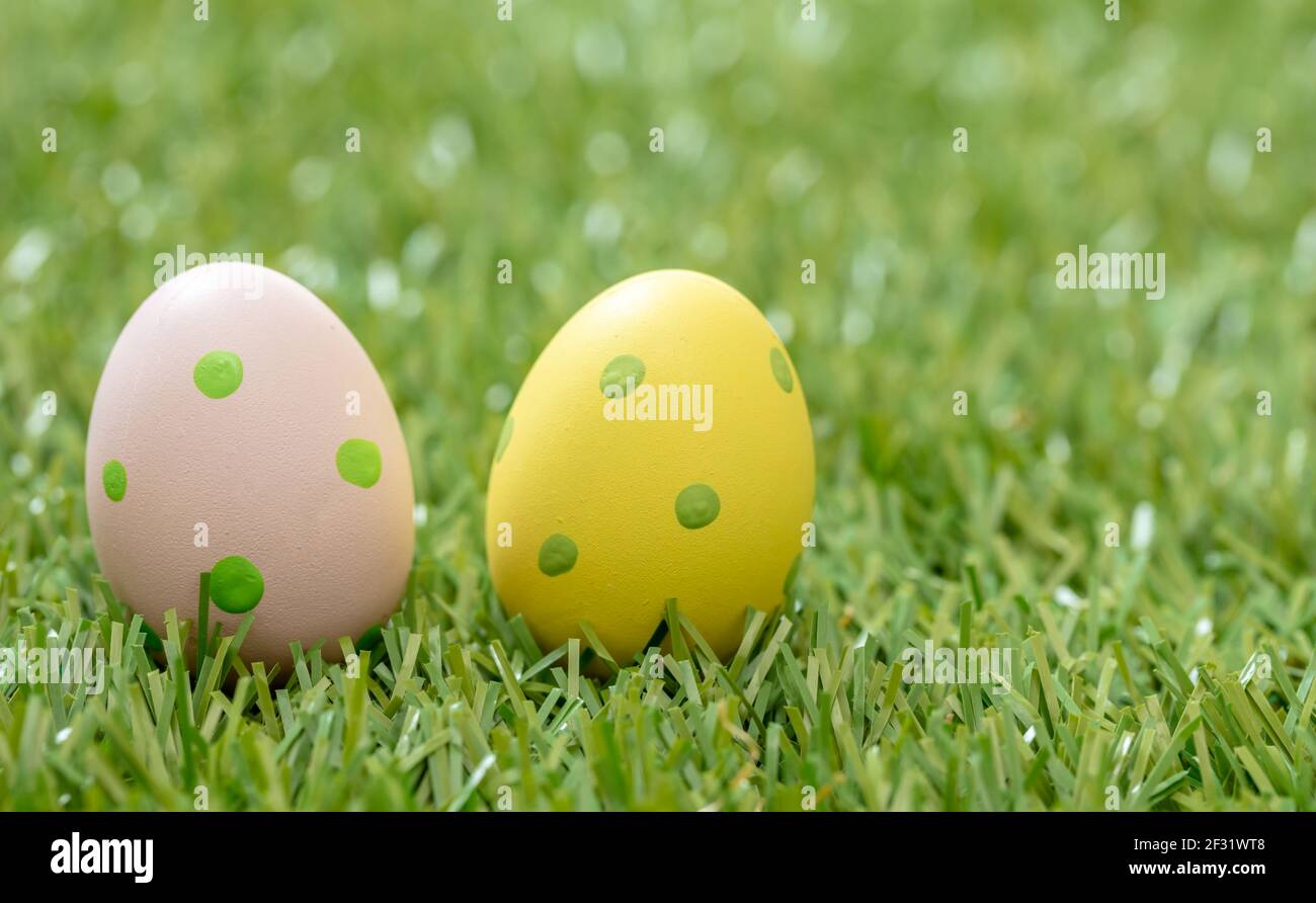 Happy Easter greeting card. Easter eggs hunt concept. Pastel colors ...