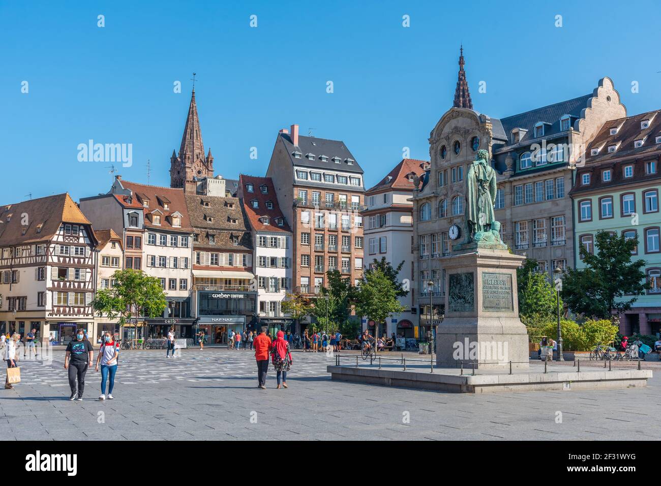 Strasbourg, France, September 21, 2020: People are strolling Kleber ...