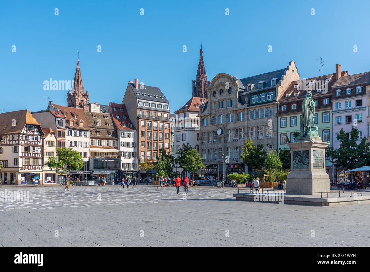 Strasbourg, France, September 21, 2020: People are strolling Kleber ...