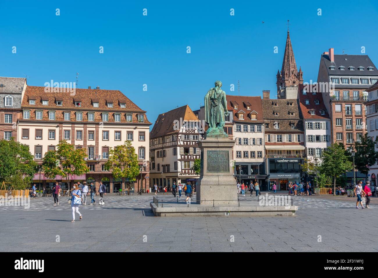 Strasbourg, France, September 21, 2020: People are strolling Kleber ...