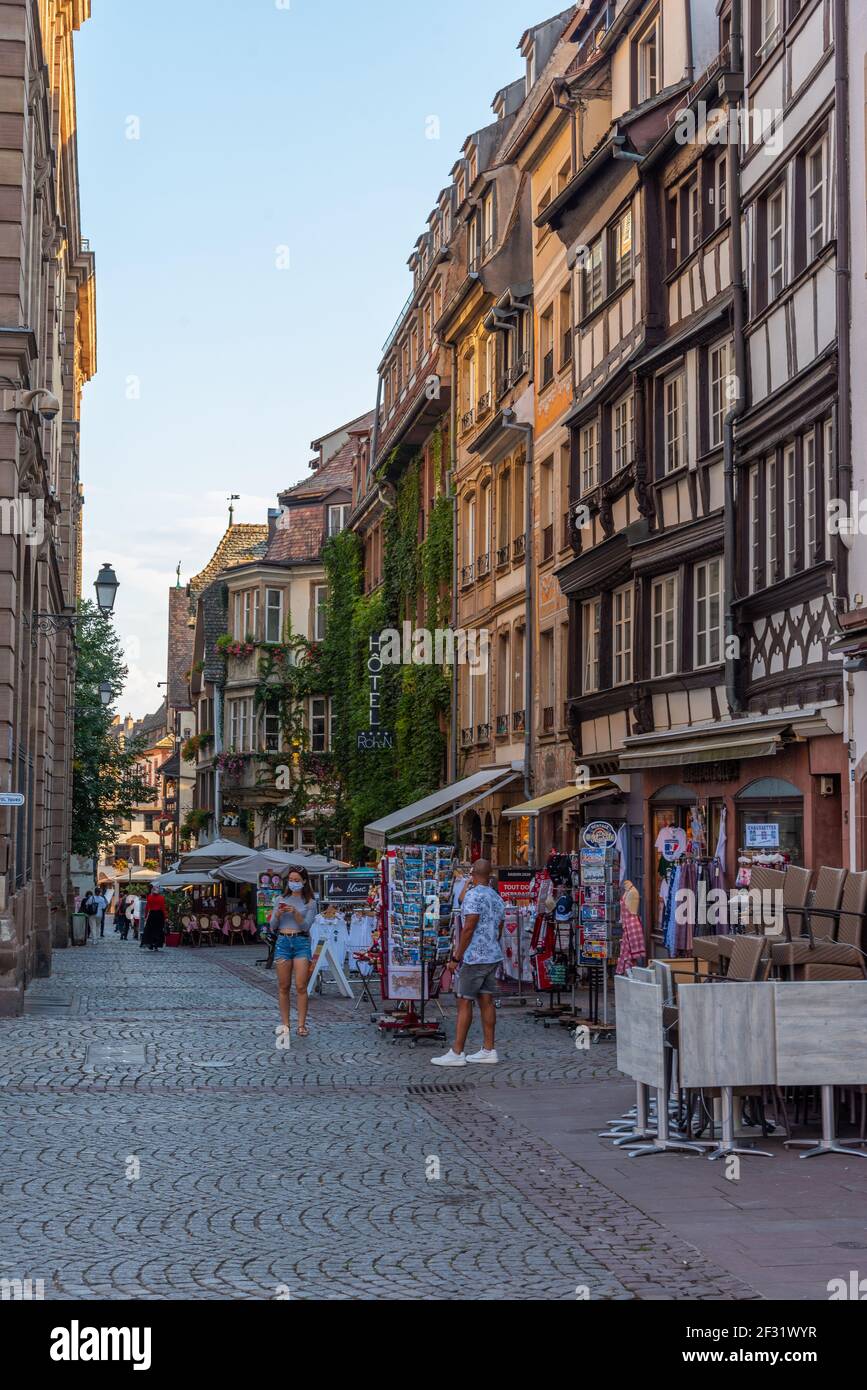 Strasbourg, France, September 21, 2020: People are strolling through a ...