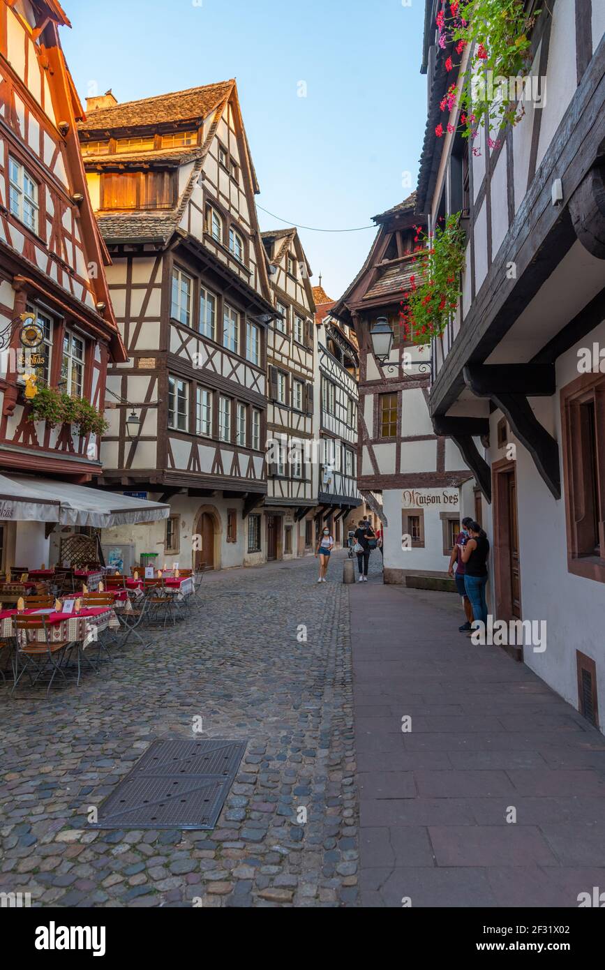 Strasbourg, France, September 21, 2020: People are strolling through a ...