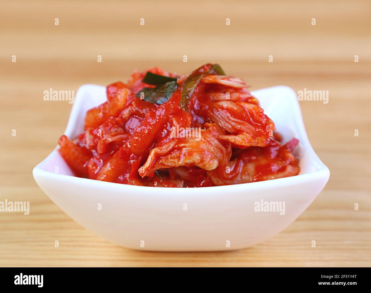 Closeup of Kimchi, an Iconic Korean Dish in White Bowl on Wooden ...