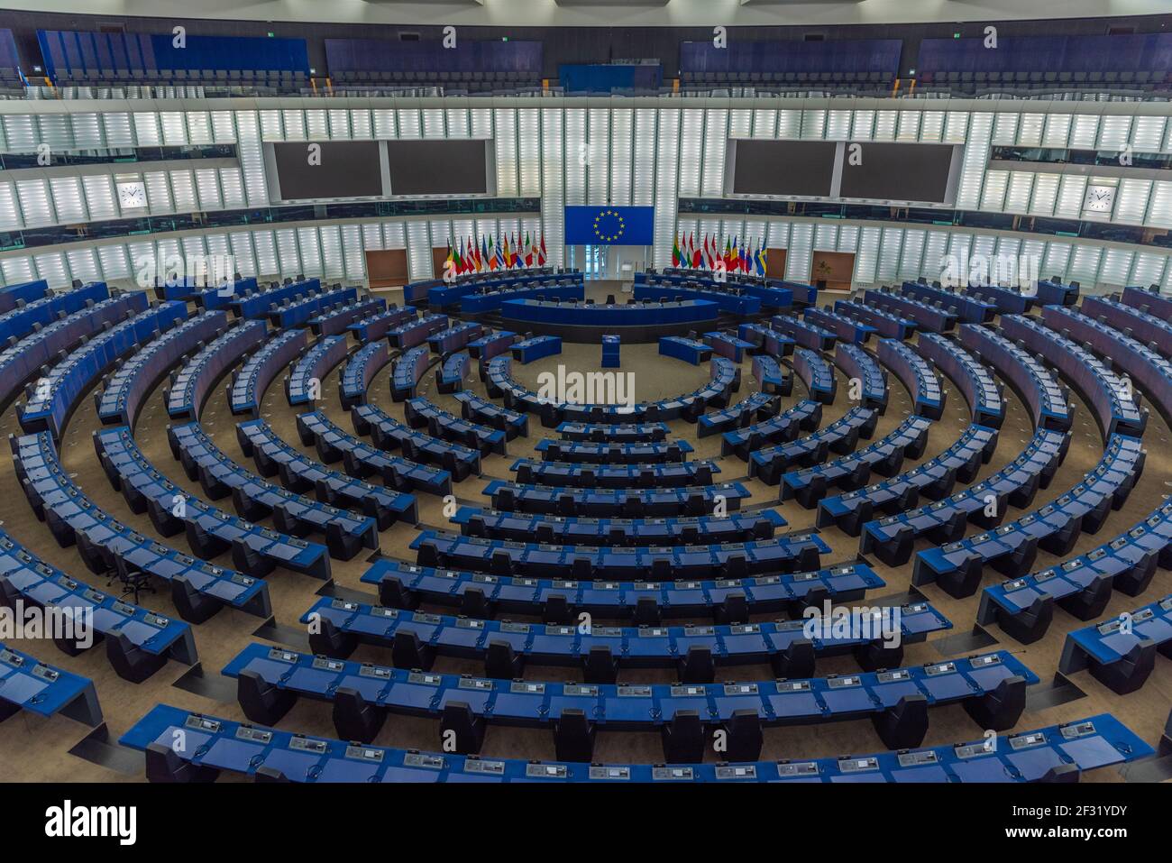 Strasbourg, France, September 22, 2020: Hemicycle assembly hall of the ...