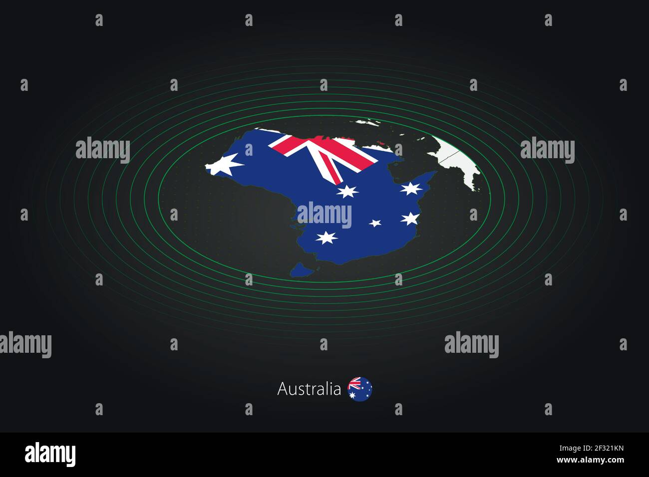 Australia map in dark color, oval map with neighboring countries ...