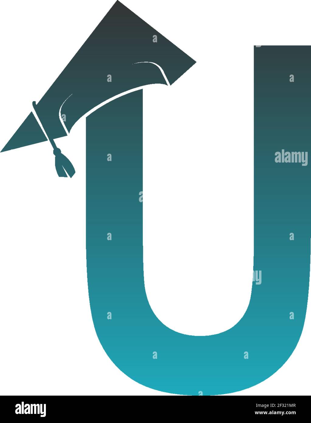 Letter U logo icon with graduation hat design vector illustration Stock ...