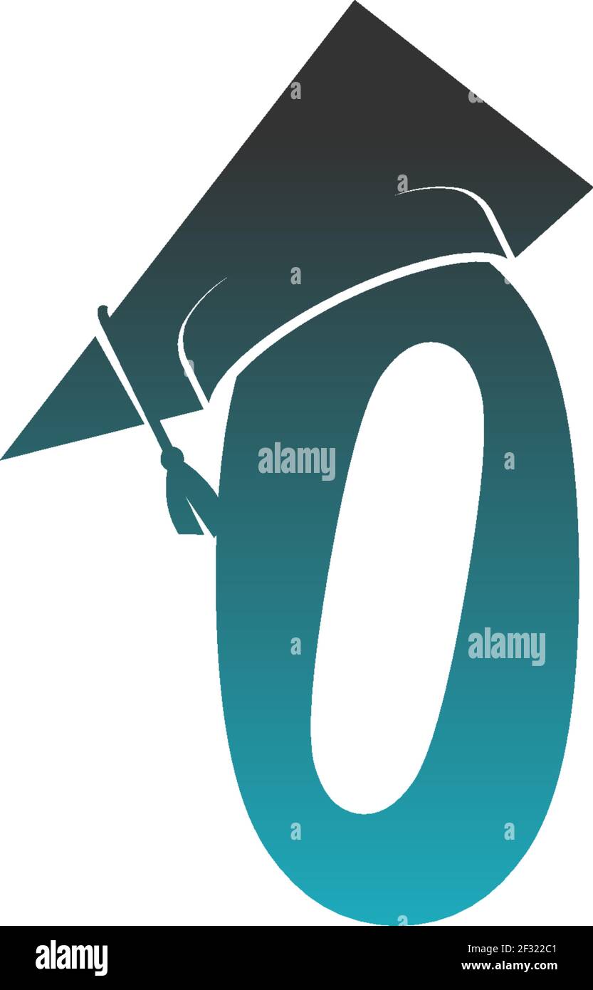 Number zero logo icon with graduation hat design vector illustration ...