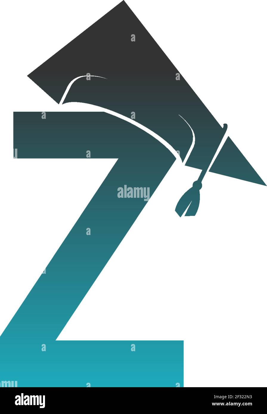 Letter Z logo icon with graduation hat design vector illustration Stock ...