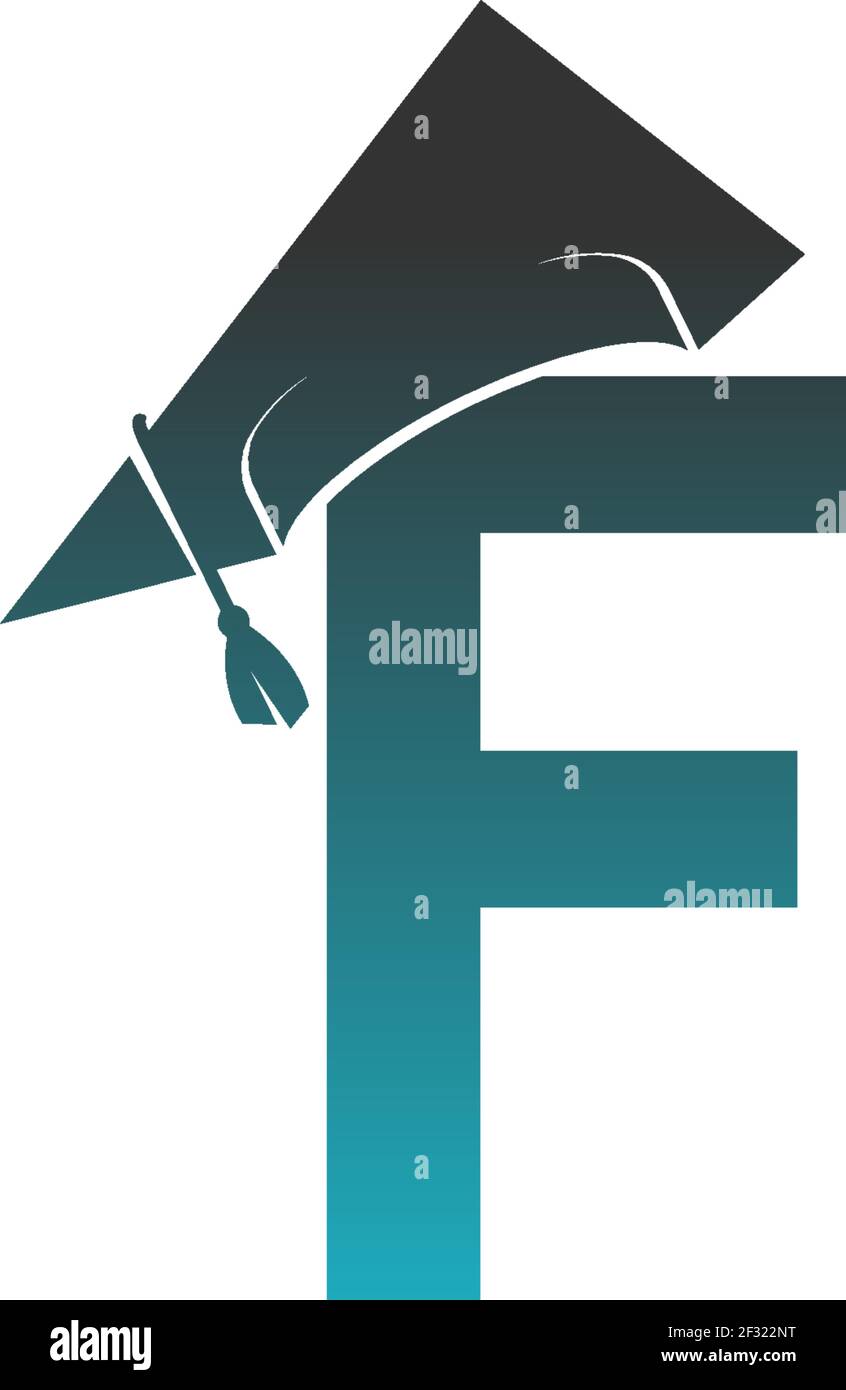 Letter F logo icon with graduation hat design vector illustration Stock ...