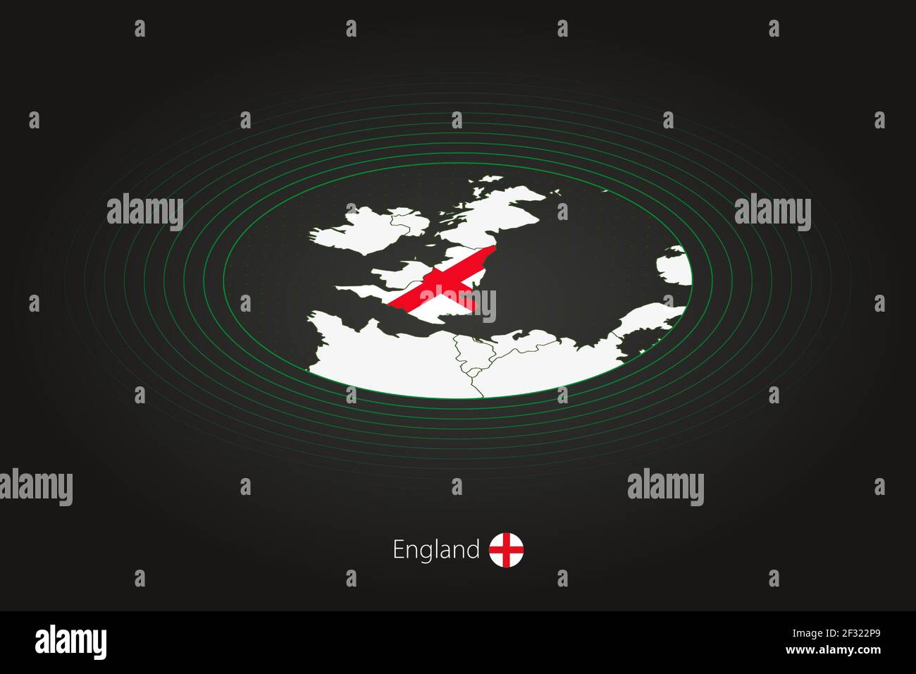 England map in dark color, oval map with neighboring countries. Vector ...