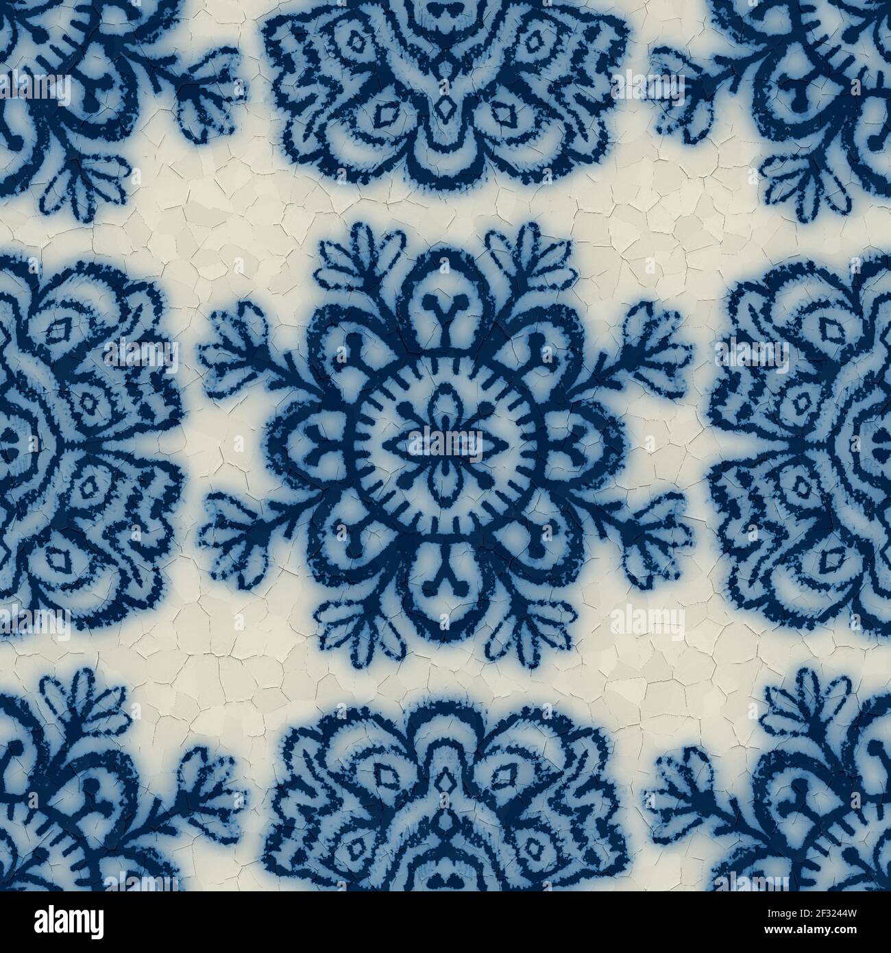 Seamless cracked blue and white ceramic design Stock Photo - Alamy