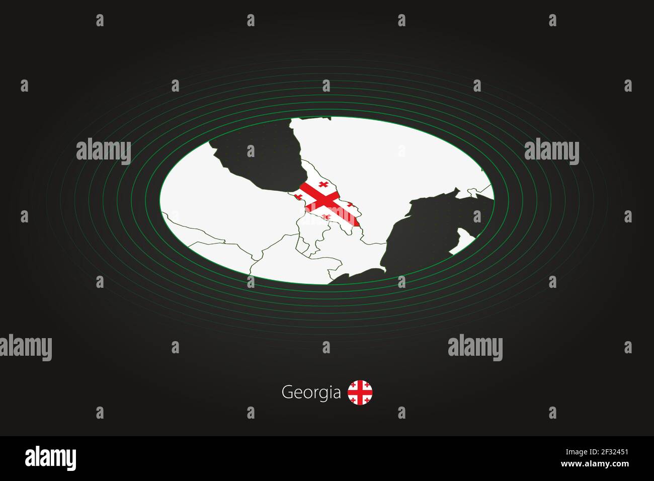 Georgia map in dark color, oval map with neighboring countries. Vector ...