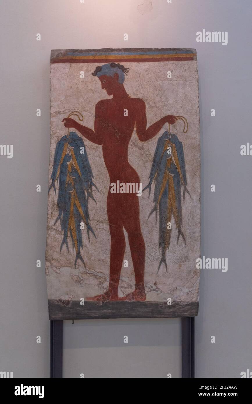 Santorini, Greece, September 25, 2020: Ancient decoration at the ...