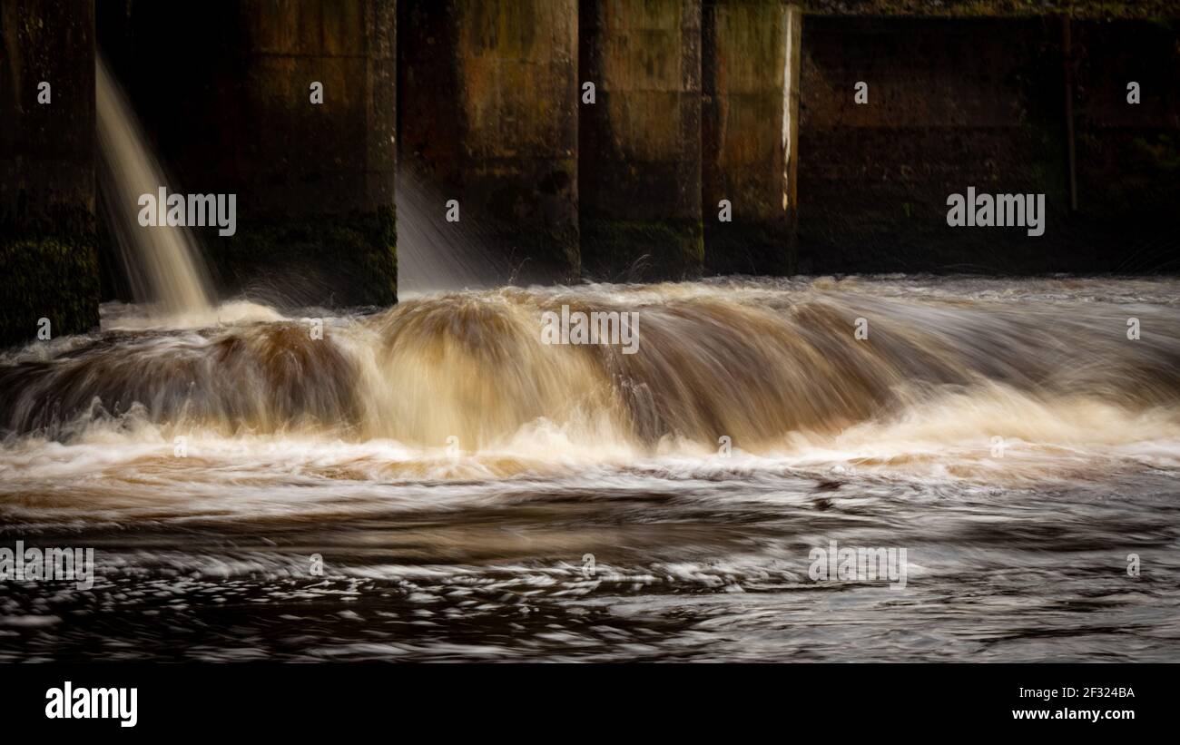 Water being released from the turbines at Kendoon Power Station on the ...
