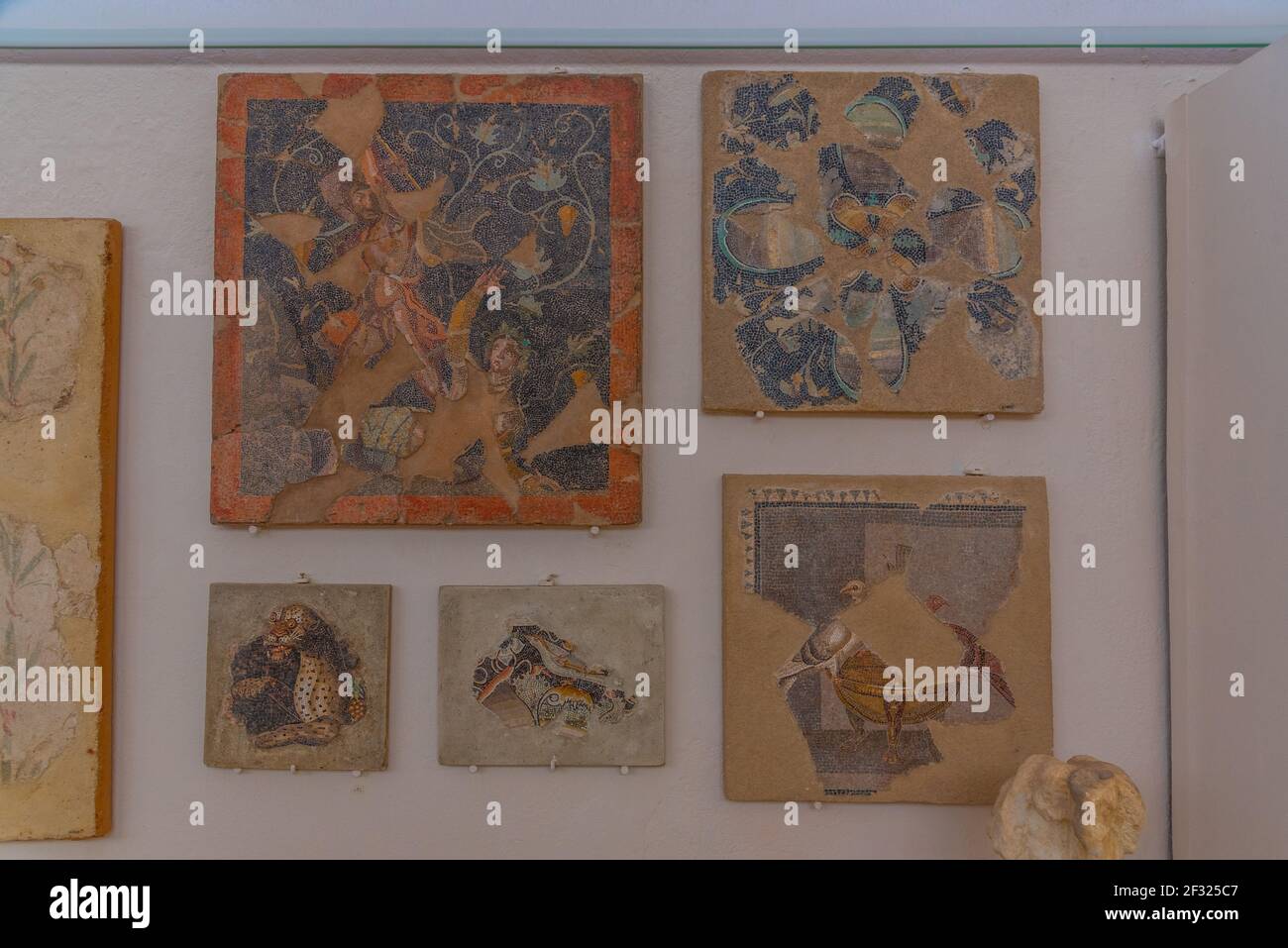 Delos, Greece, September 27, 2020: Wall paintings at the historical ...