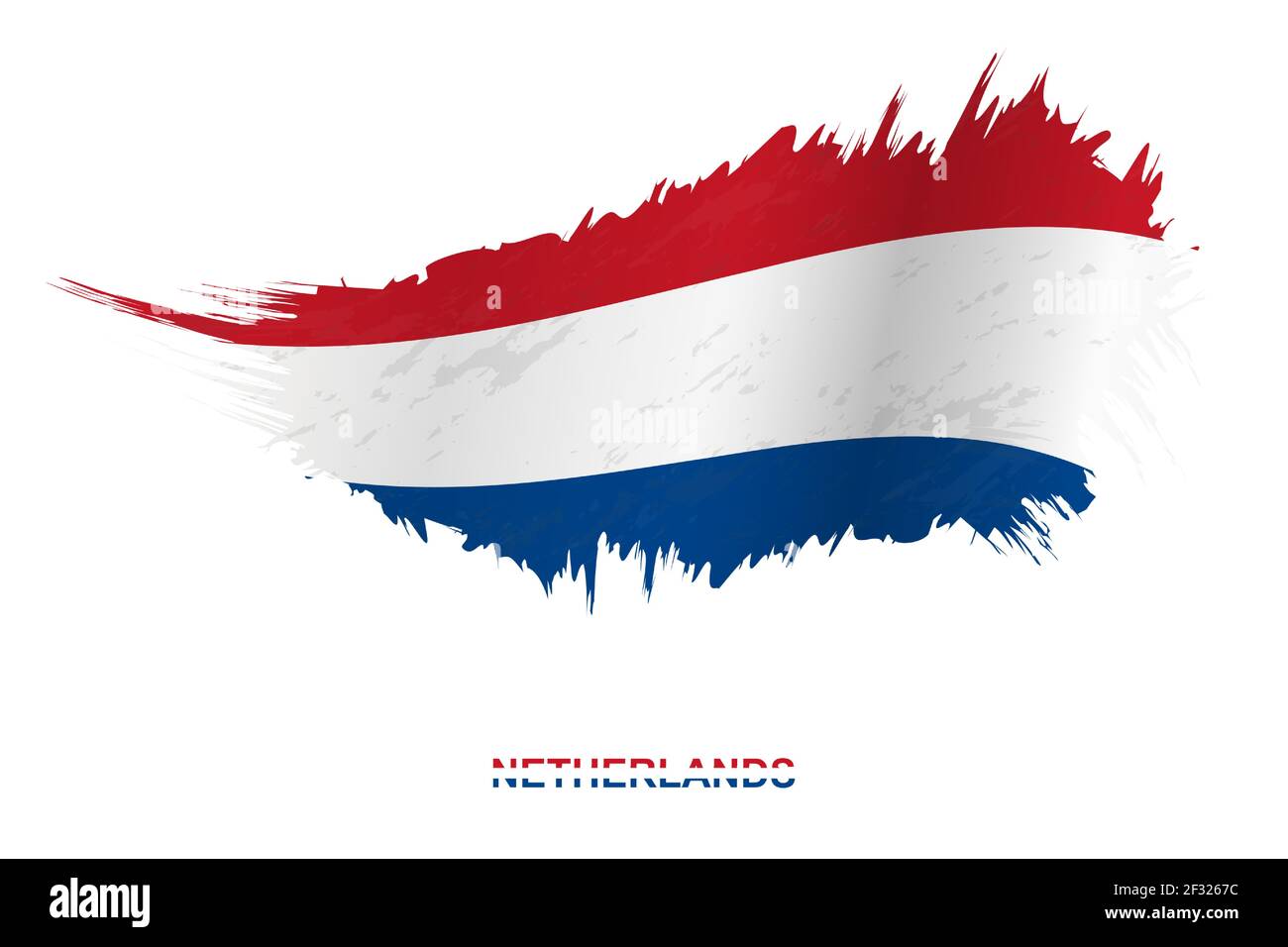 Flag of Netherlands in grunge style with waving effect, vector grunge ...