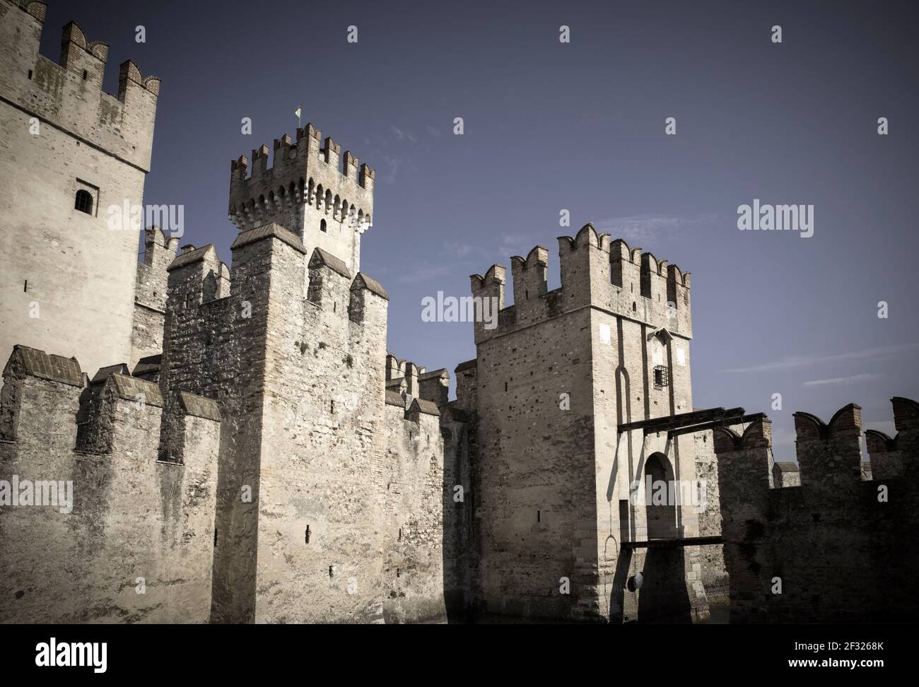 Italy,Sirmione, Lake Garda, the Rocca Scaligera castle built in the ...