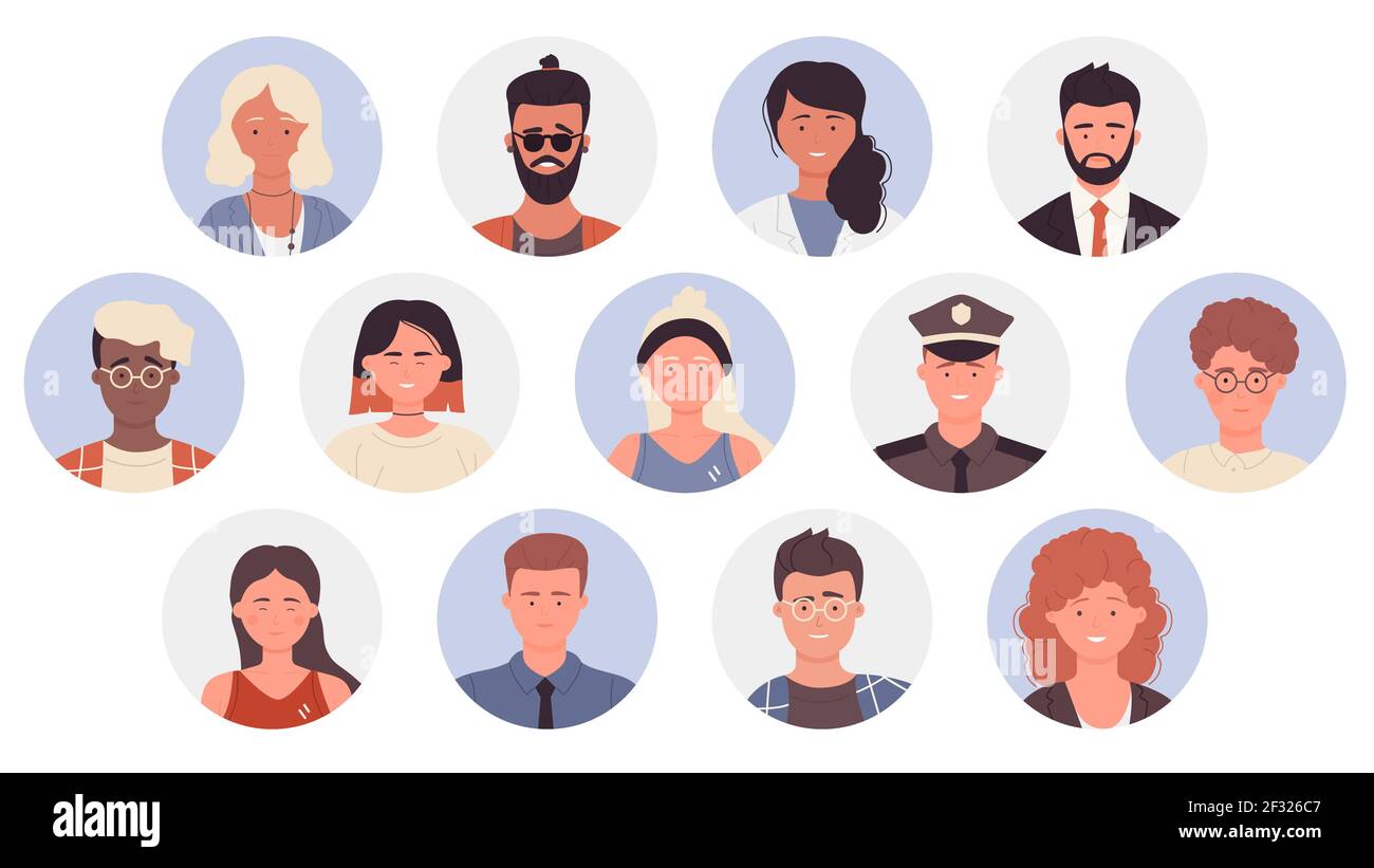 People profile avatars of different professions, man woman professional ...