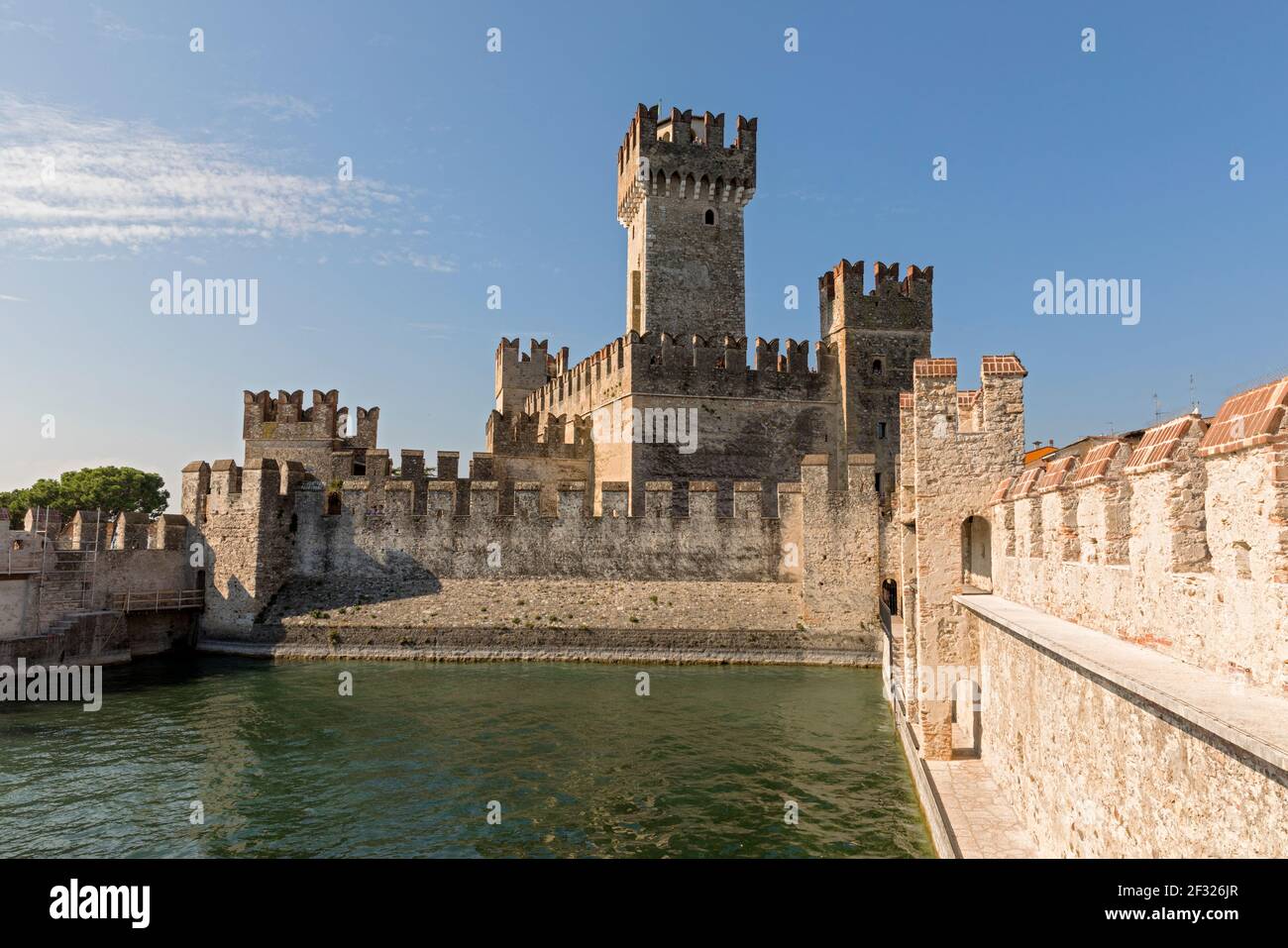 Italy,Sirmione, Lake Garda, the Rocca Scaligera castle built in the ...