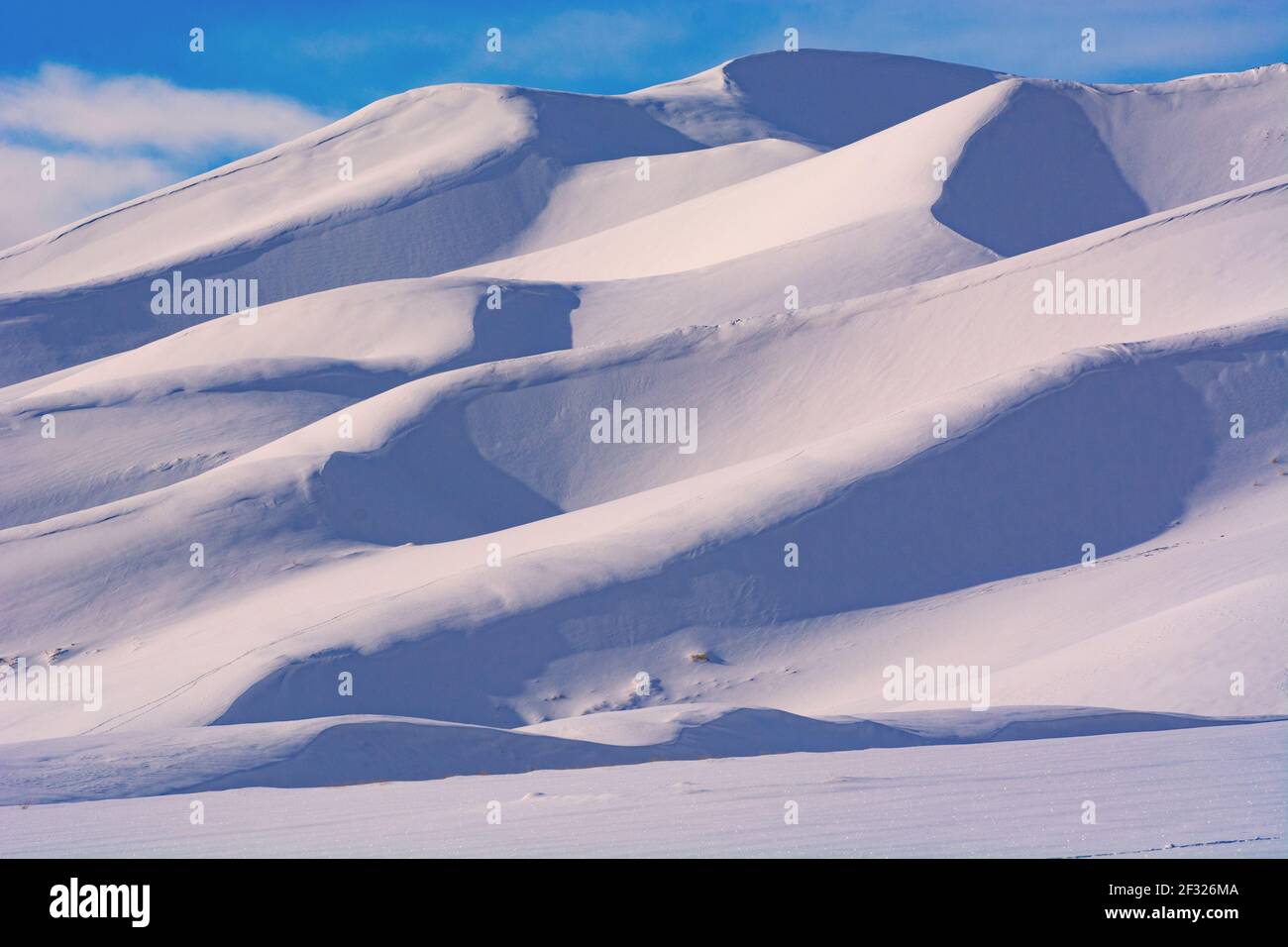 Snow covers Star Dune at the Great Sand Dunes National Park and ...